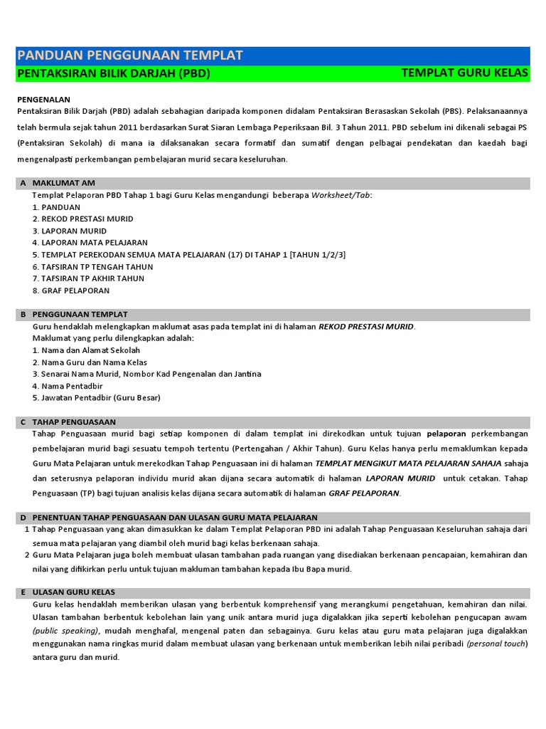 Templat Pelaporan PBD Tahun 3 V2 | PDF