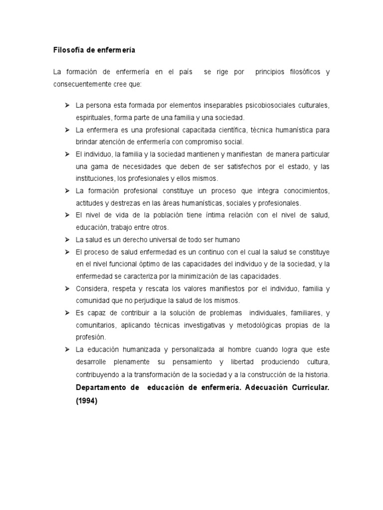 Filosofía de Enfermería | PDF