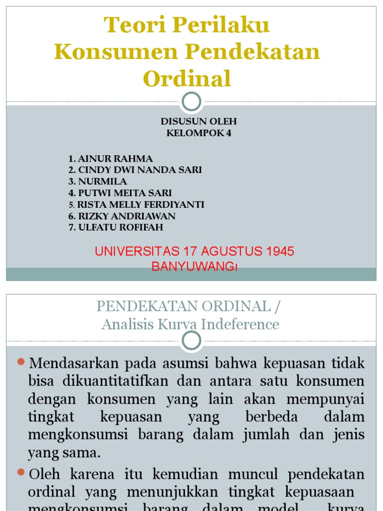 Teori Perilaku Konsumen: Pendekatan Ordinal | PDF