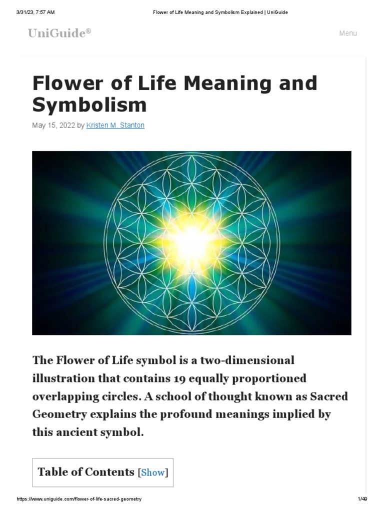 Flower of Life Meaning and Symbolism Explained - UniGuide | PDF | Pattern