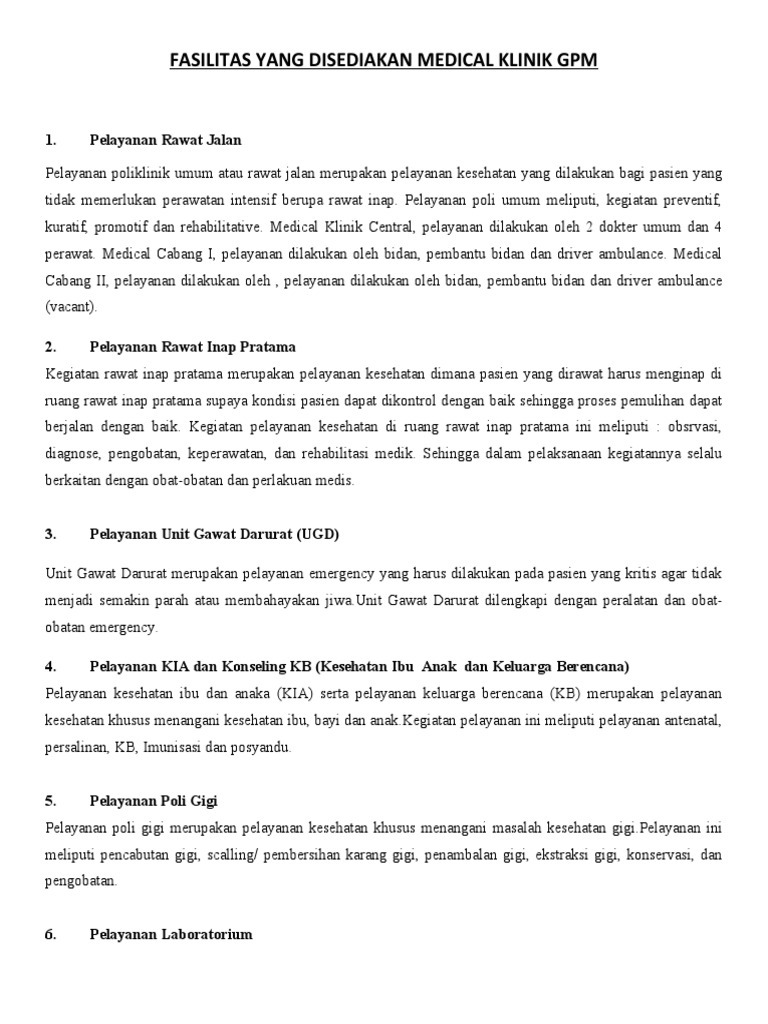 Layanan Klinik GPM | PDF | Pengembangan Diri | Kesehatan Holistik