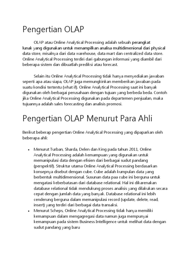 Pengertian OLAP | PDF | Bisnis | Komputer
