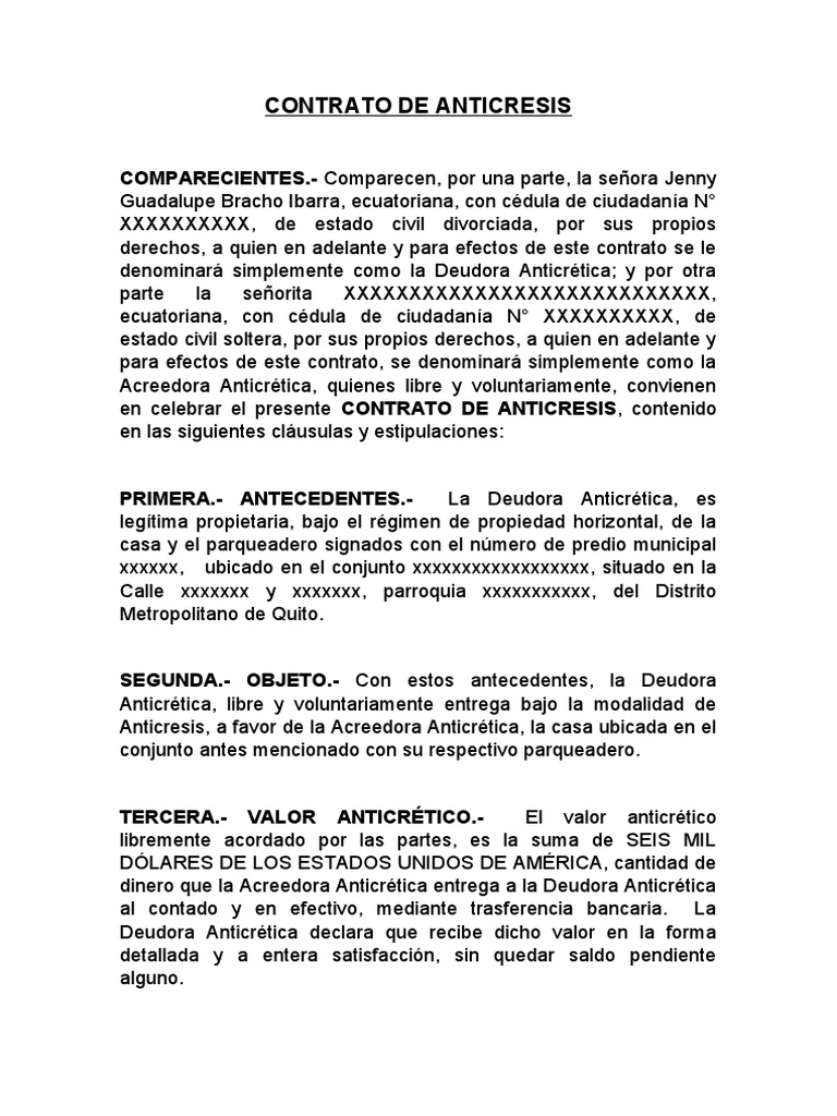 Contrato de Anticresis | PDF | Condominio