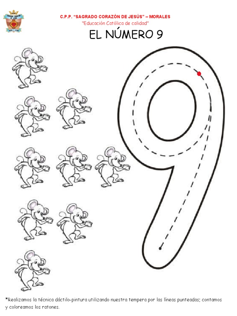 Hojas de Aplicacio El Numero 9 y Colores | PDF