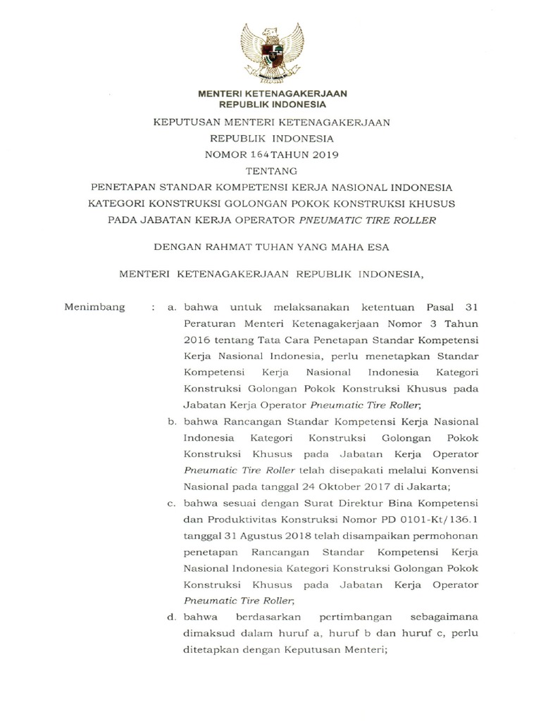 Standar Kompetensi Operator Roller | PDF