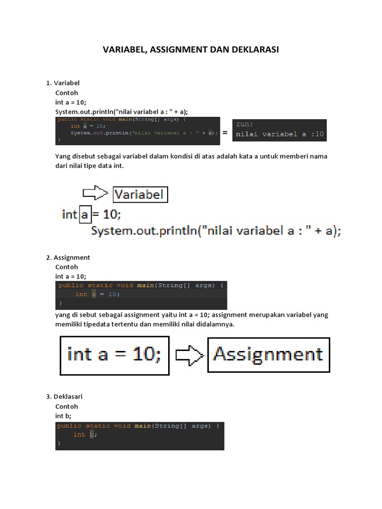 Variabel, Assignment Dan Deklarasi | PDF