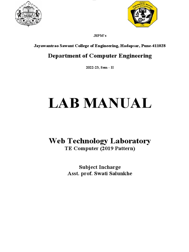Lab Manual: Web Technology Laboratory | Download Free PDF | Html | Html Element