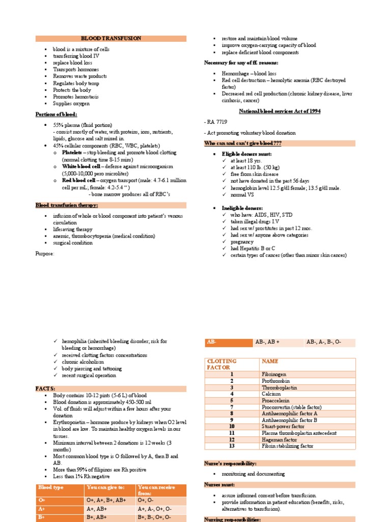 Blood-Transfusion Notes | PDF | Blood | Red Blood Cell