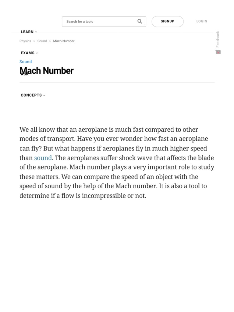 Mach Number - Definition, Significance, Types and Examples | PDF | Mach ...