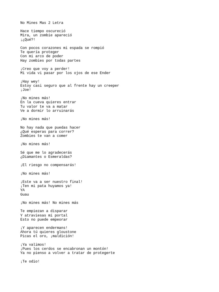 Letra de "No Mines Más" | PDF