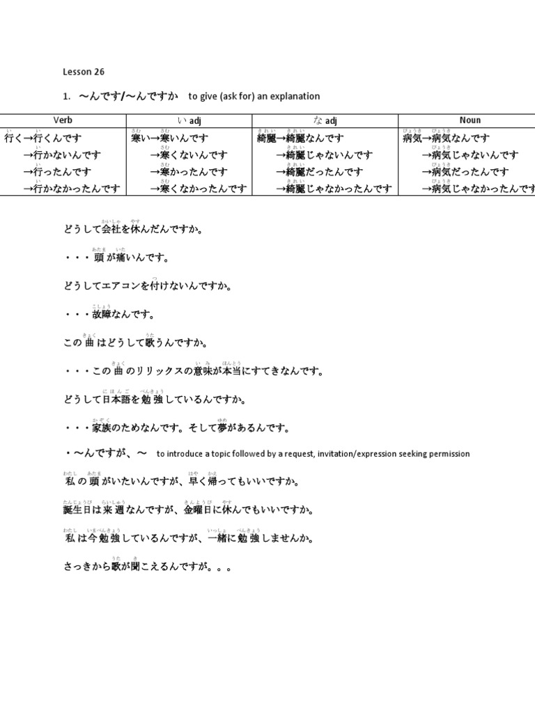 Lesson 26 SAMPLE SENTENCES | PDF