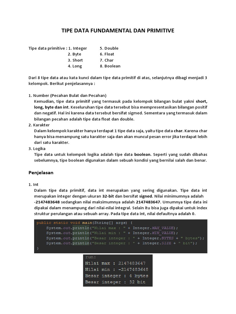 Tipe Data Fundamental Dan Primitif | PDF Tipe Data Fundamental Dan Primitif | PDF
