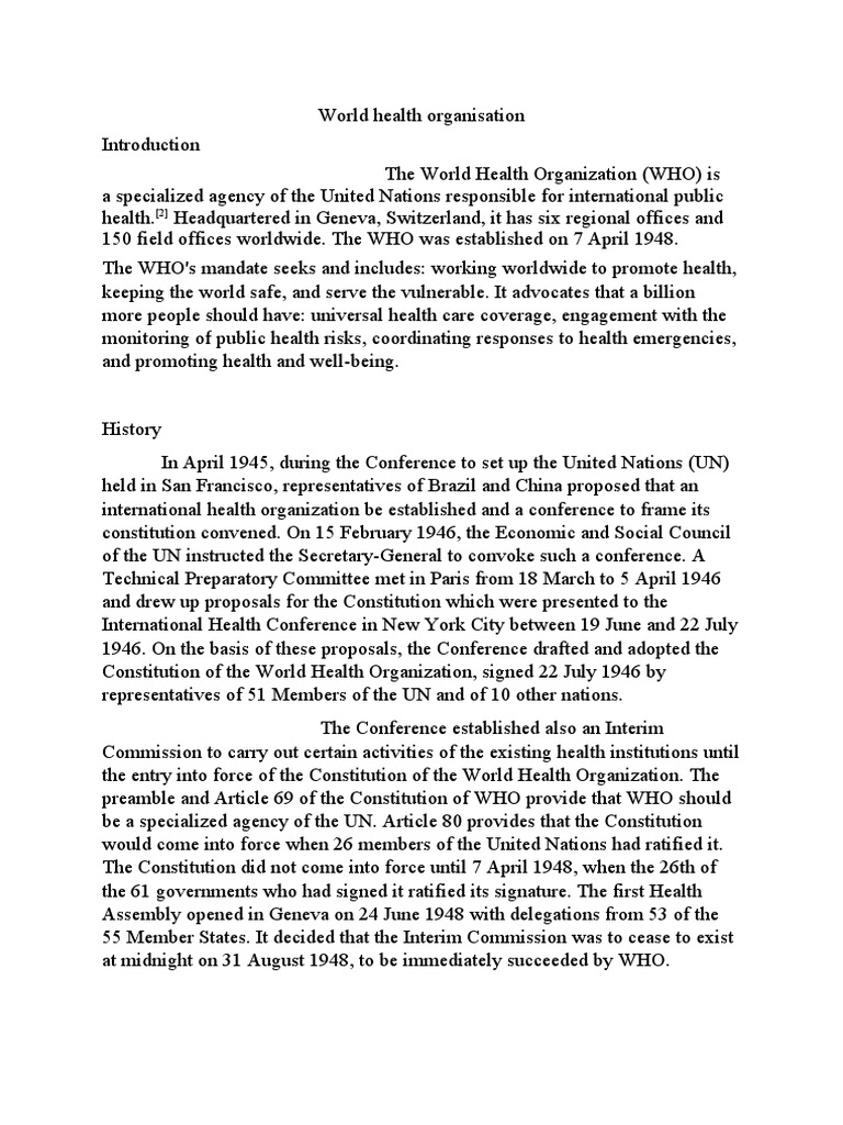 World Health Organisation | PDF | World Health Organization | United ...