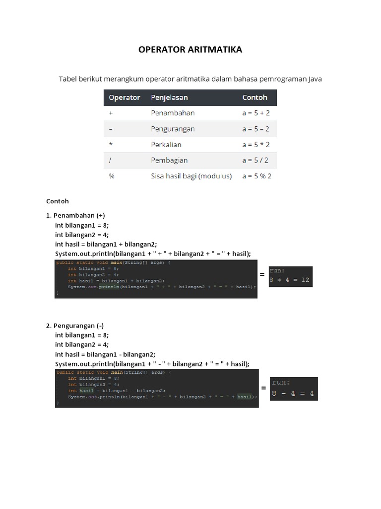 Operator Aritmatika | PDF