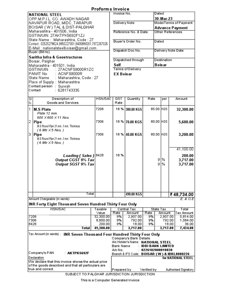 Proforma Invoice | PDF | Money | Government