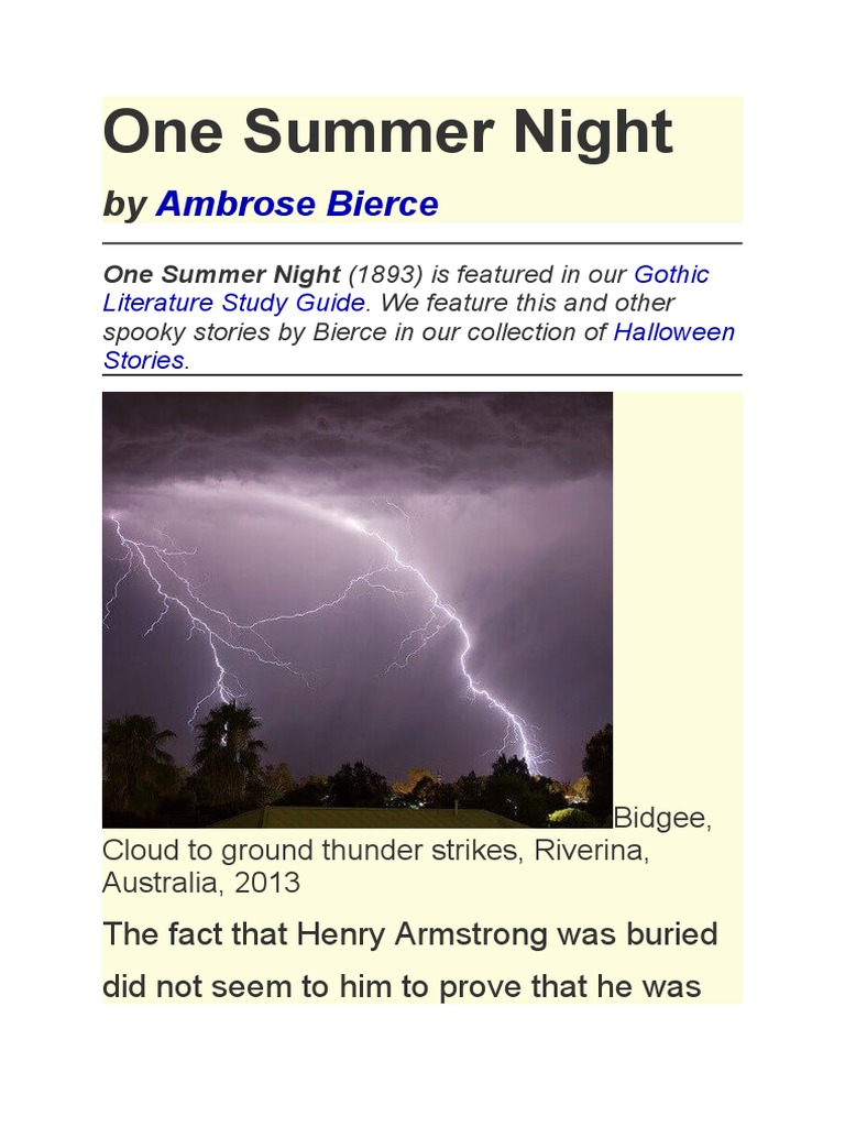 One Summer Night: Ambrose Bierce | PDF