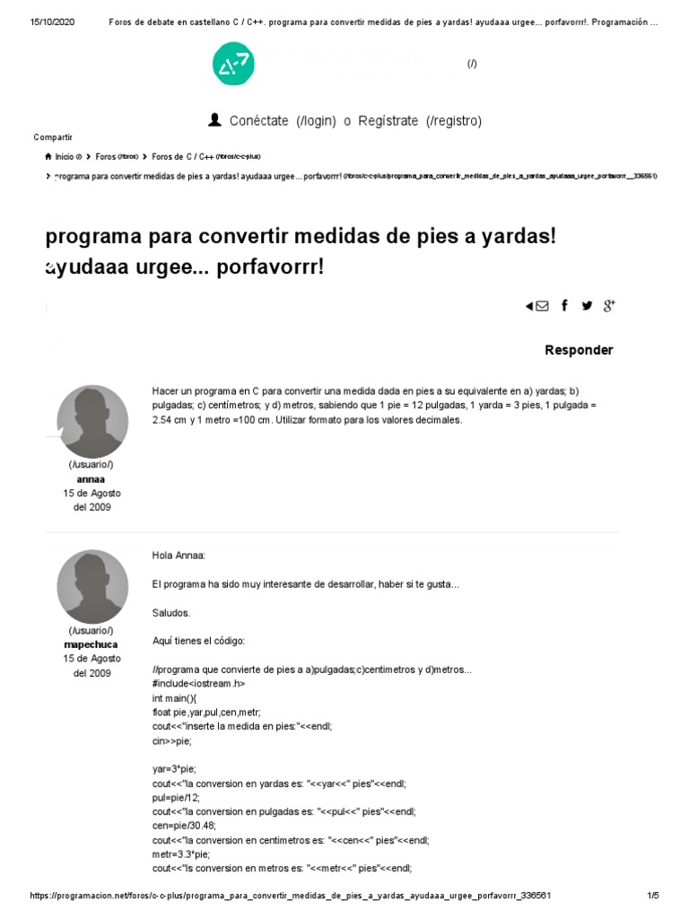 Foros de Debate en Castellano C - C++. Programa para Convertir Medidas ...