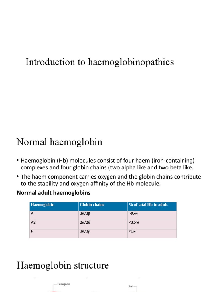 Overview of Haemoglobinopathies | PDF | Hemoglobin | Diseases And Disorders