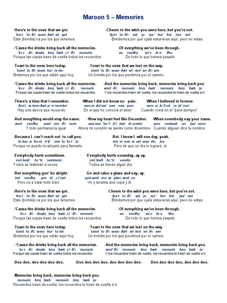 Maroon 5 Memories | PDF | Música grabada
