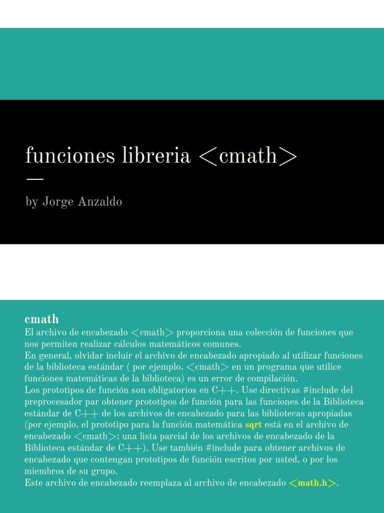2 Funciones Libreria Cmath 2 | PDF | Informática