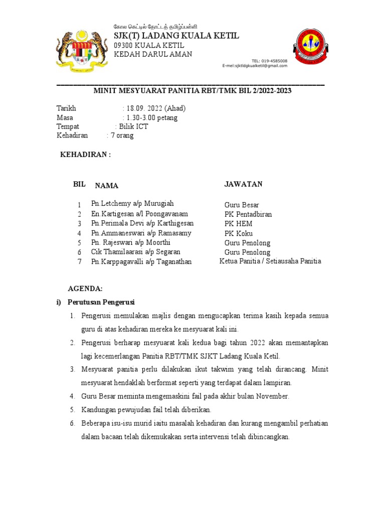 Minit Mesyuarat 2-2022 | PDF