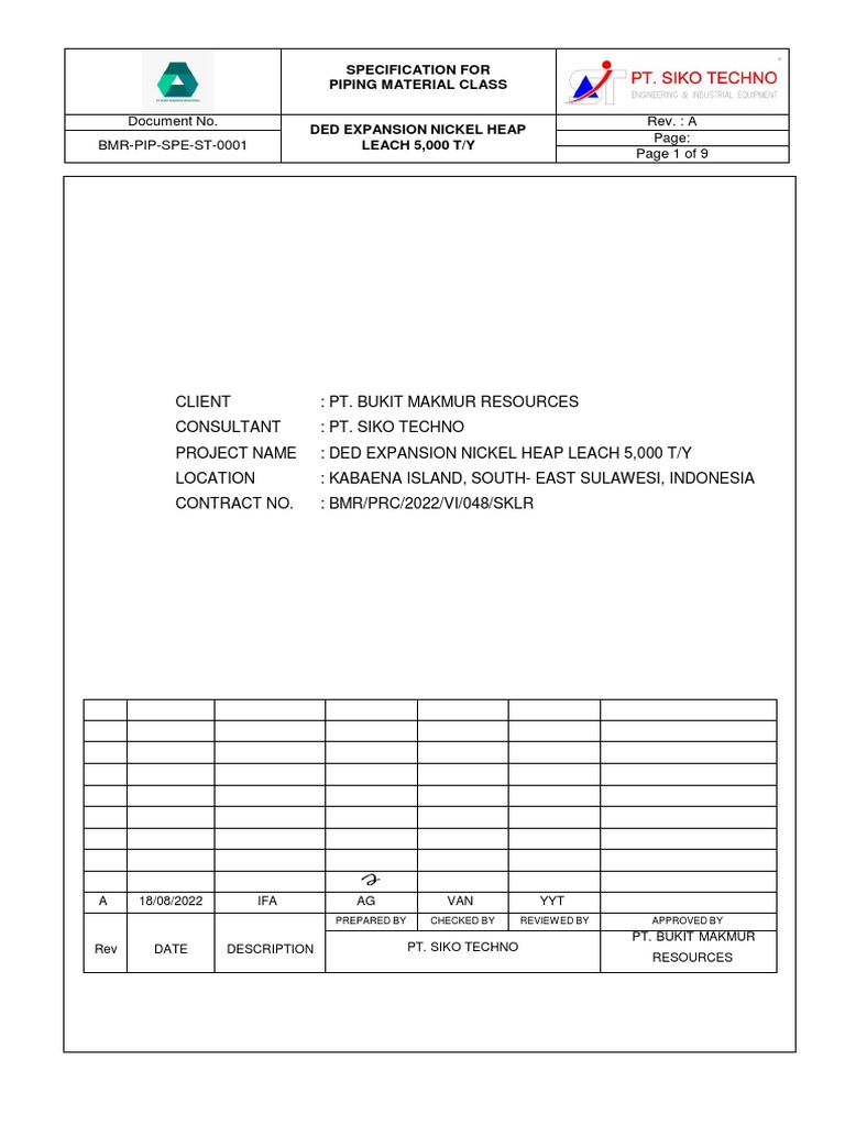 Specification For Piping Material | PDF | Screw | Pipe (Fluid Conveyance)