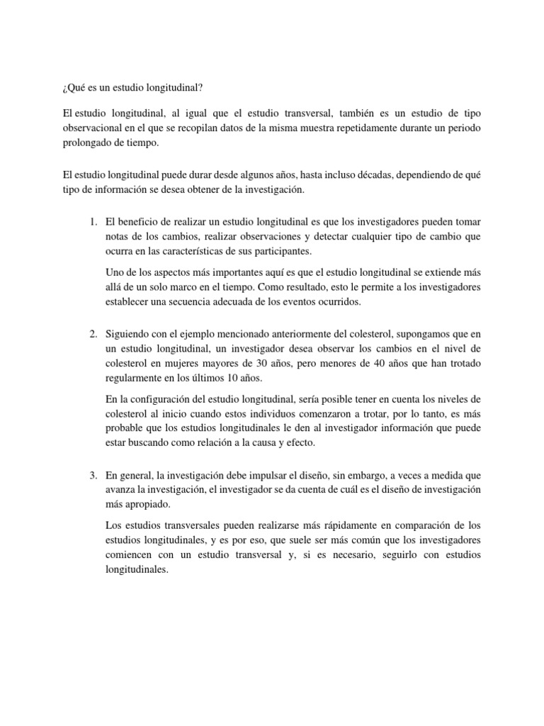 Diferencias entre estudios longitudinales y transversales | PDF ...