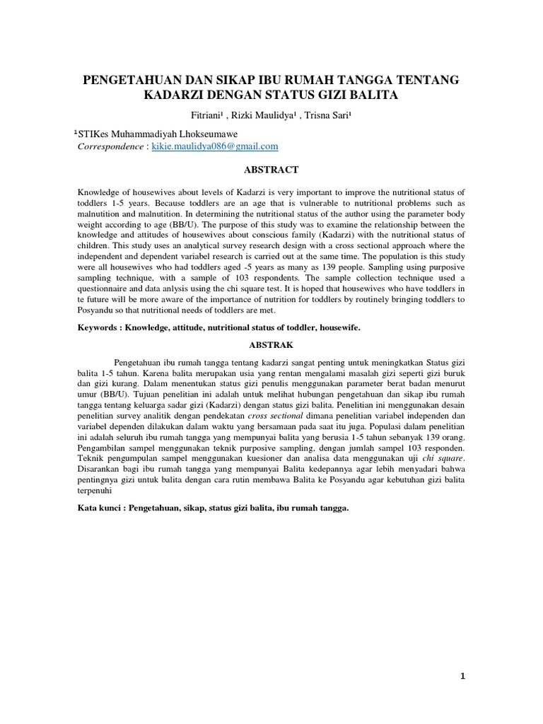 Kadarzi dan Status Gizi Balita | PDF