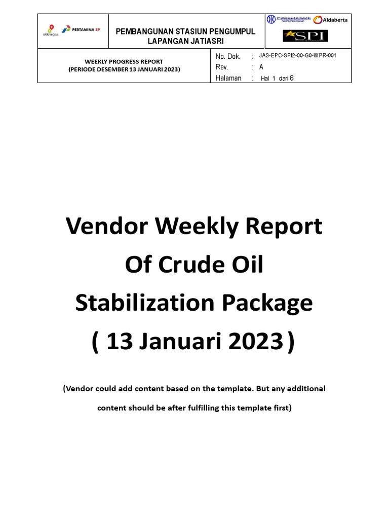 Crude Oil Stabilization Weekly Report 13 Jan 2023 | PDF | Pipe (Fluid ...