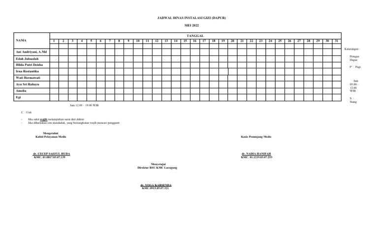 Form Jadwal Bulanan | PDF