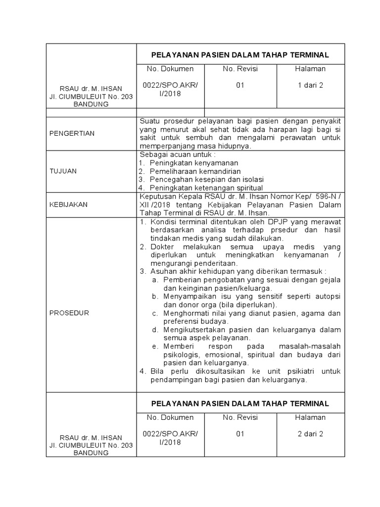 Pelayanan Pasien Tahap Terminal | PDF
