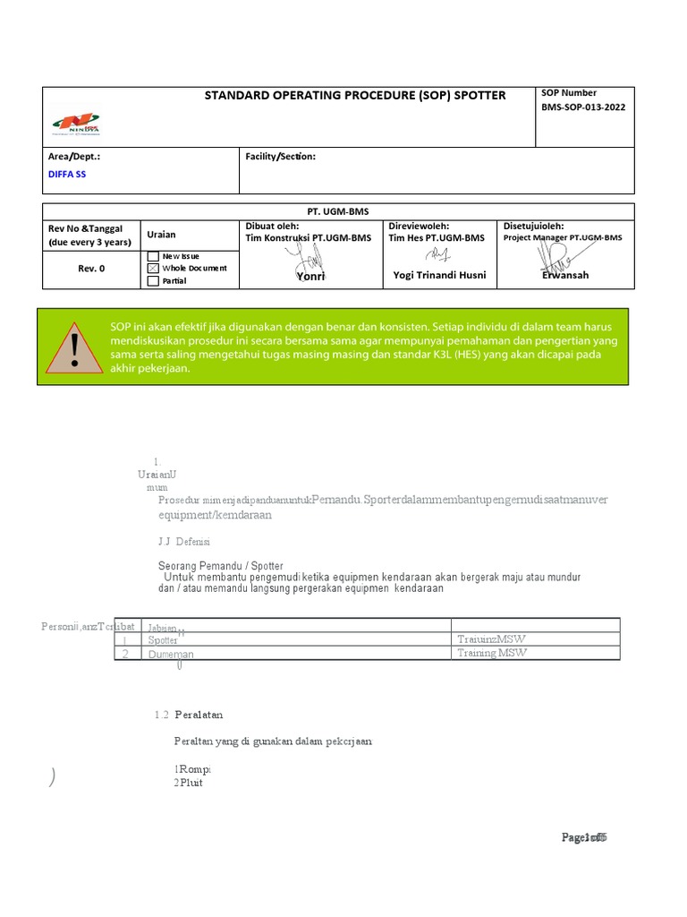 13.BMS-SOP-OP-013 Spotter | PDF