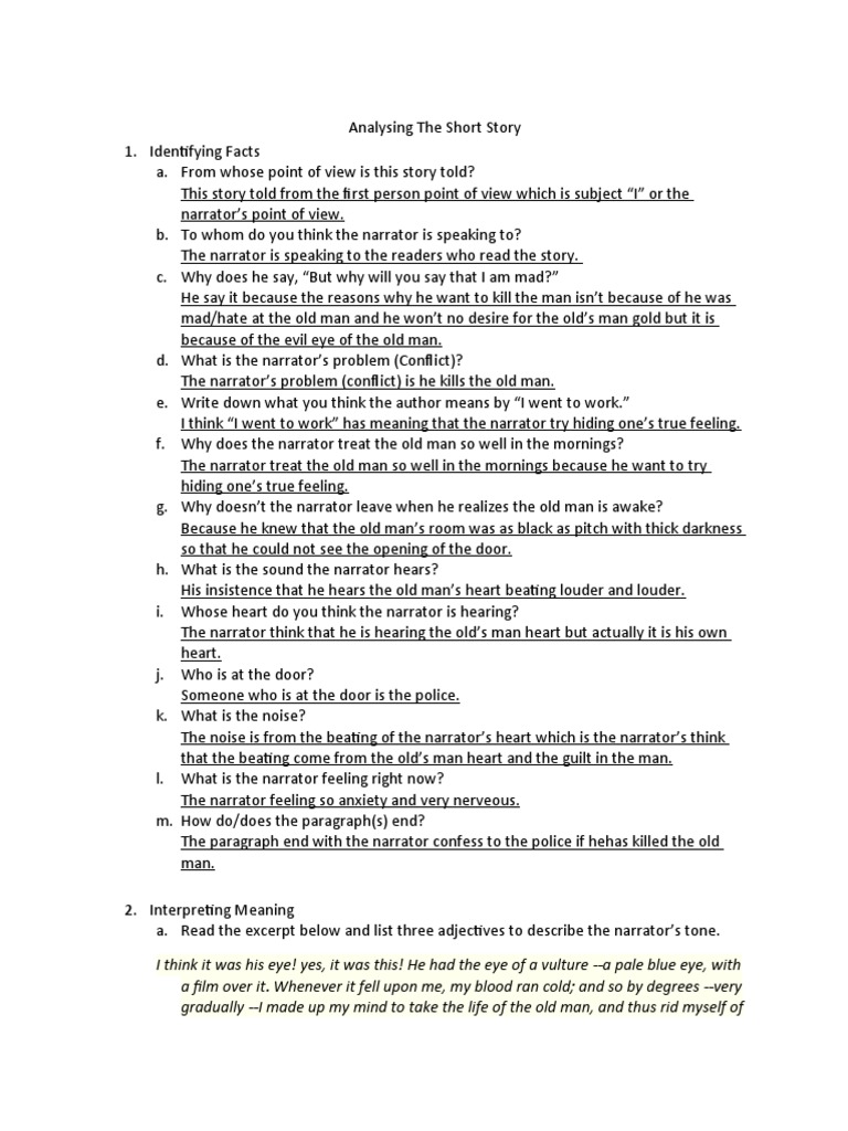 Reading Comprehension - The Tell Tale Heart | PDF | Narration