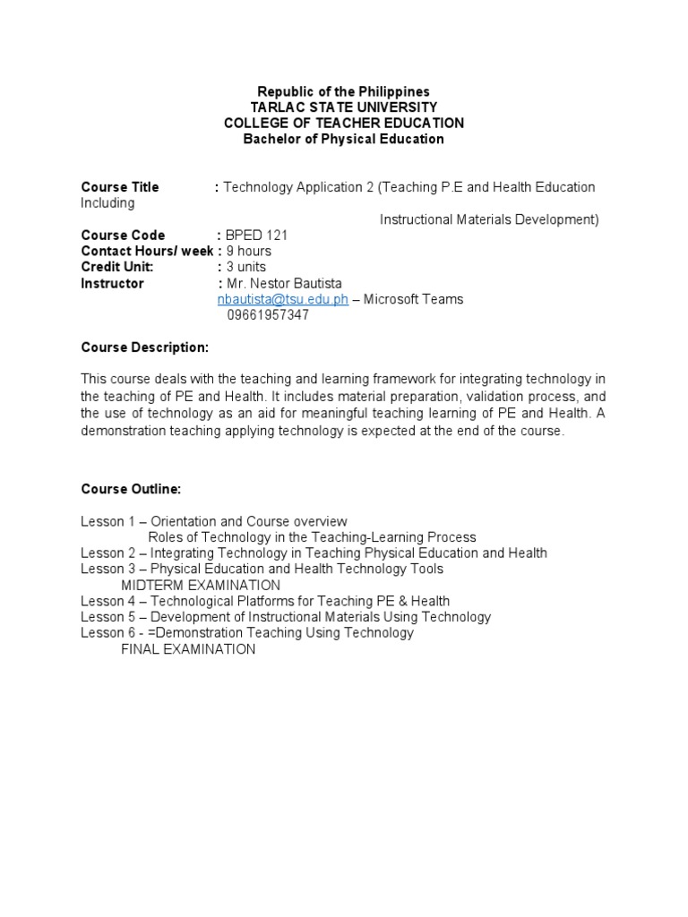 BPED 121 Teachnoloy Application2 | PDF | Learning | Teachers