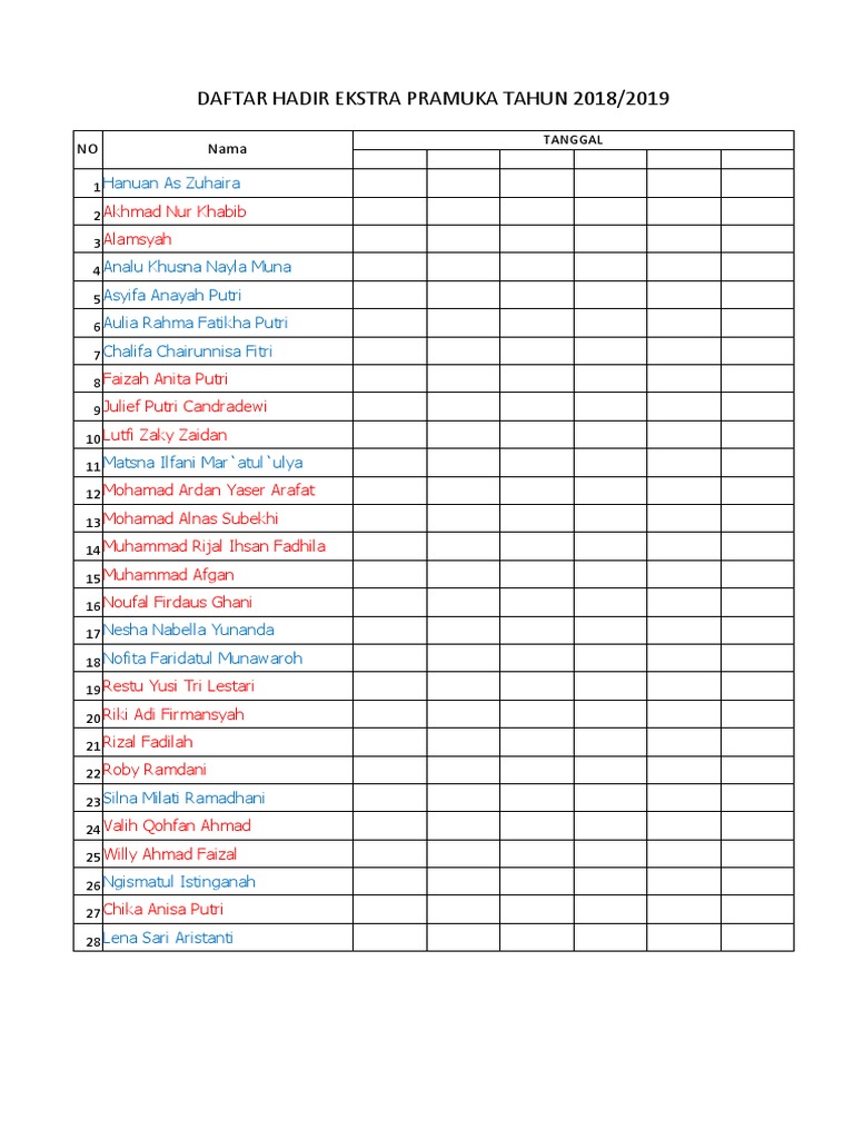 Daftar Hadir Ekstra | PDF