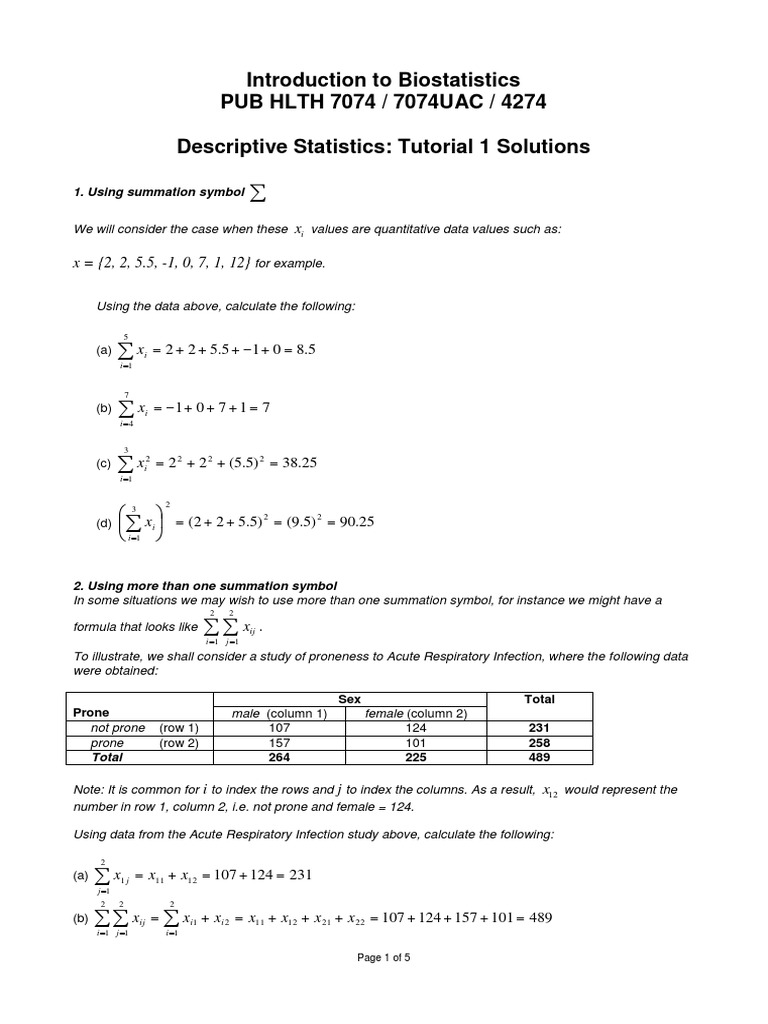 Descriptive Statistics Tutorial 1 Solutions Pdf Mode Statistics Mean