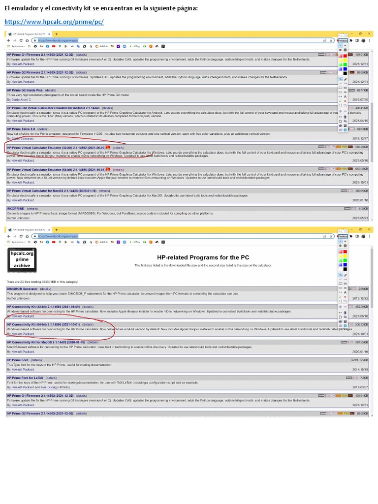 El Emulador HP PRIME y El Conectivity Kit Se Encuentran en La Siguiente ...