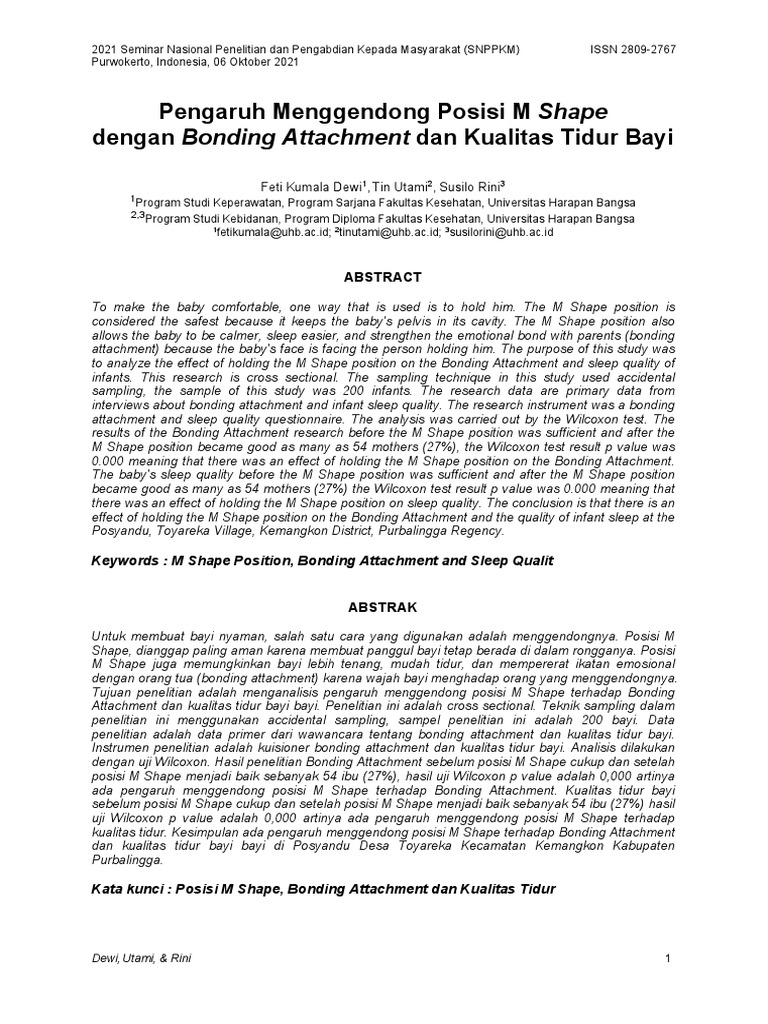 Pengaruh Menggendong Posisi M Shape Dengan Bonding Attachment Dan ...