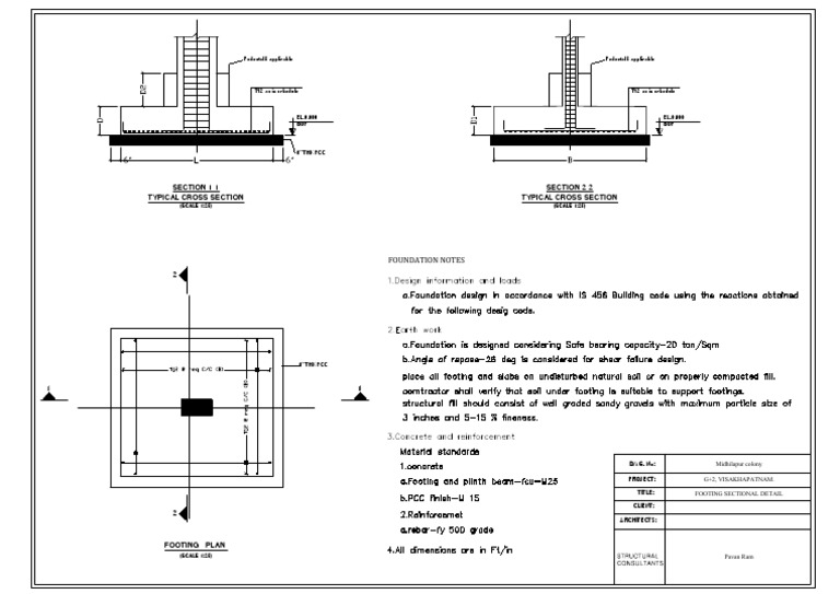 Footing Sectional Detail | PDF
