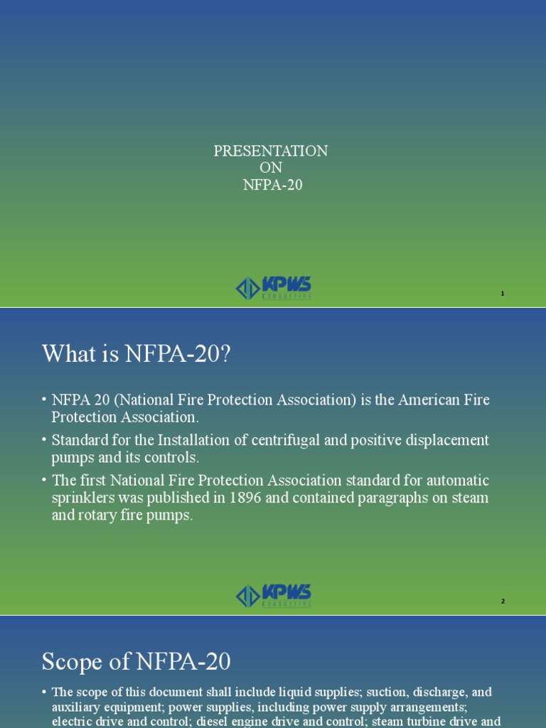 Presentation ON NFPA-20 | PDF | Computers