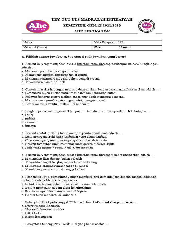 5 - Try Out Uts Ips | PDF