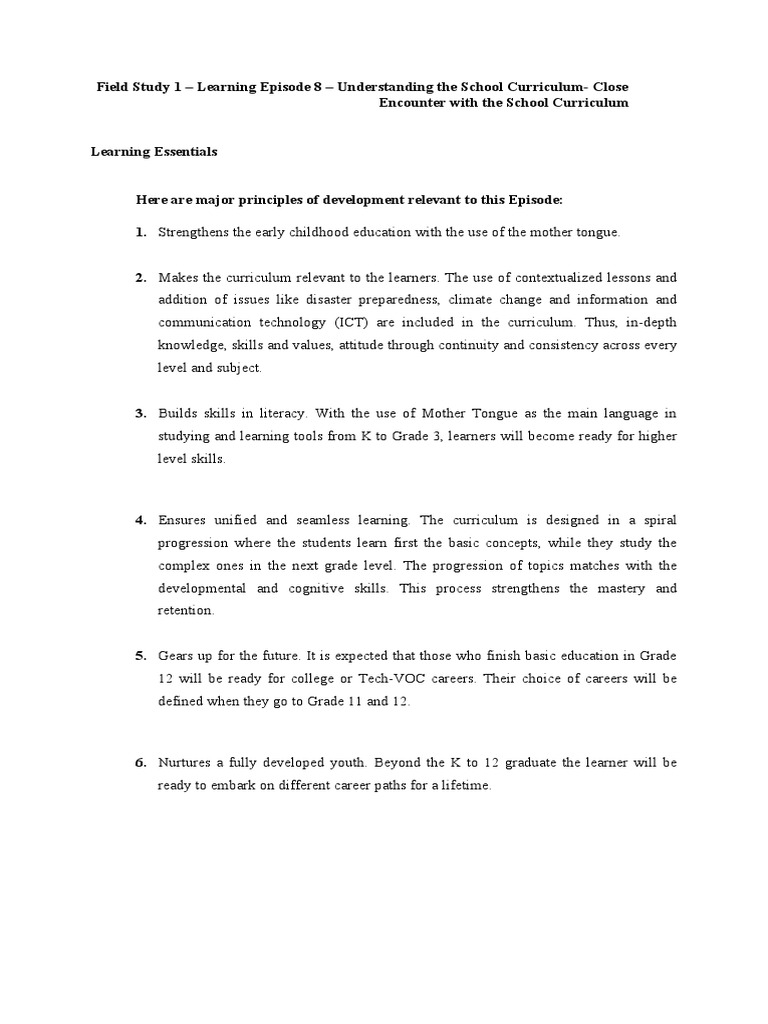 Field Study 1 Learning Episode 8 Lesson and Activity | PDF | Curriculum | Learning