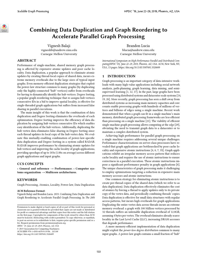 Combining Data Duplication And Graph Reordering To Accelerate Parallel Graph Processing 