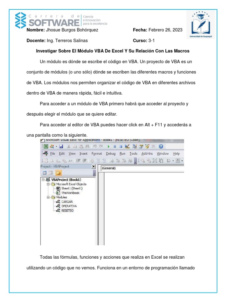 Trabajo Autónomo 9 | PDF | Visual Basic para Aplicaciones | Macro (informática)