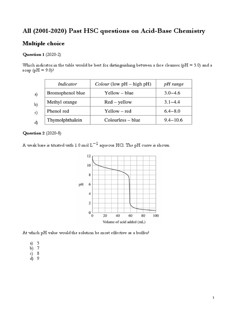 Past HSC Questions On Acid Base Chemistry Plus Answers 6239559c6c4b8 ...