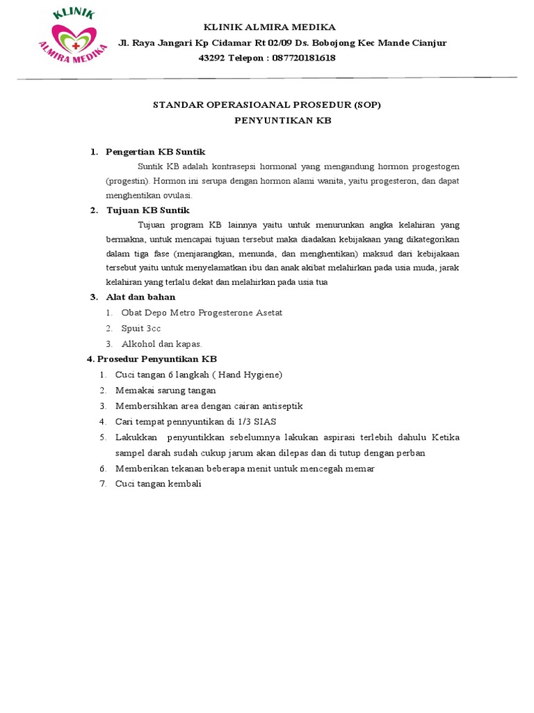 Sop Penyuntikan KB | PDF