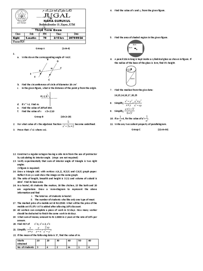 Class 8 C.math | PDF | Elementary Mathematics | Geometry