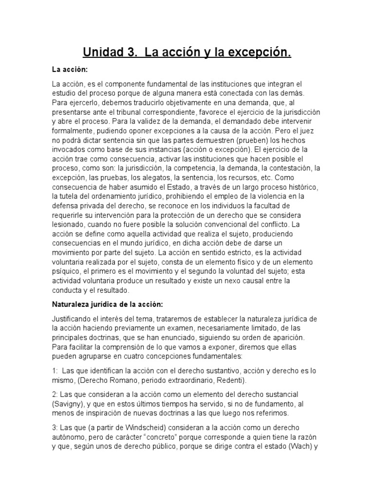 Accion y Excepcion | PDF | Ley procesal | Demanda judicial
