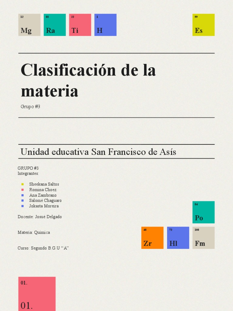 Diapositivas Quimica, Grupo 3, Clasificacion de La Materia | PDF ...