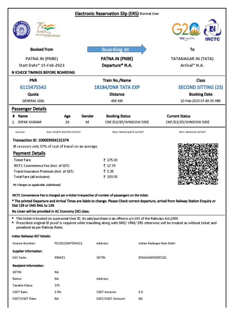 ERS Ticket Booking | PDF | Identity Document